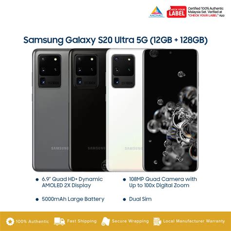 Samsung Galaxy S20 Ultra 12GB RAM 128GB ROM Smartphone Original 1 Year Warranty By Samsung