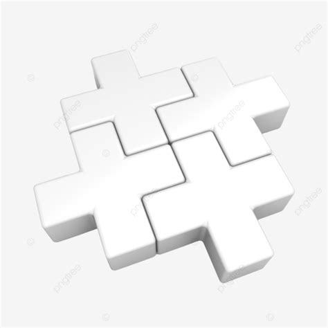 White Abstract Plus Jigsaw Puzzle Pieces 3d Plus Add Toy Symbol PNG