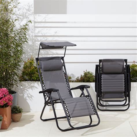Neo Grey Folding Portable Zero Gravity Chairs And Table Set Tesco