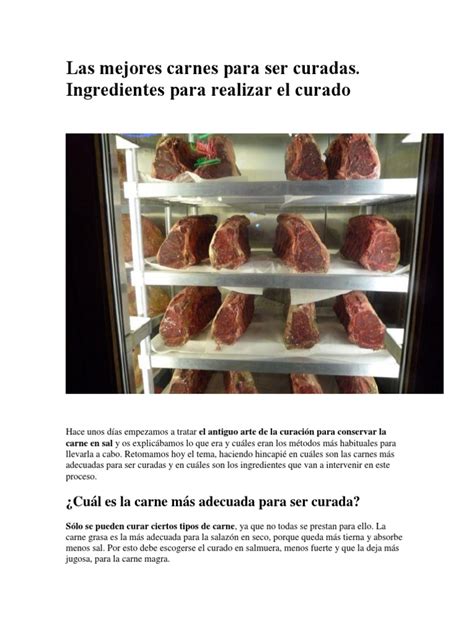 Las Mejores Carnes Para Ser Curadas Pdf Sal Curado Conservación De Alimentos