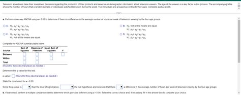 solved a perform a one way anova using α 0 05 to determine