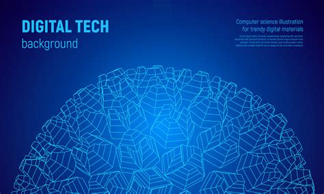 기술 배경 또는 프레젠테이션 템플릿의 와이어프레임 구입니다 과학 테마 일러스트레이션의 추상 3d 그리드 요소 개념에 대한 스톡 벡터 아트 및 기타 이미지 Istock