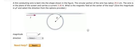 Solved A Thin Conducting Wire Is Bent Into The Shape Shown Chegg