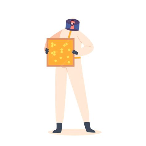 Premium Vector Apiarist Character With Honeycomb Frame Worker Manages