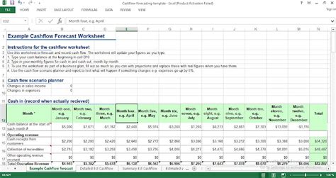 Cash Flow Forecasting Template Excel