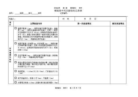 补充合同之附件10 4总包向精装修单位移交验收流程 doc 二居室 土木在线