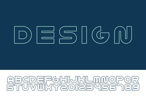 벡터 현대 미래 지향적 인 글꼴 최소한의 디자인 영어 한 줄 알파벳 라틴 문자와 숫자 개요 컴퓨터 글자에 대한 스톡 벡터 아트 및 기타 이미지 Istock