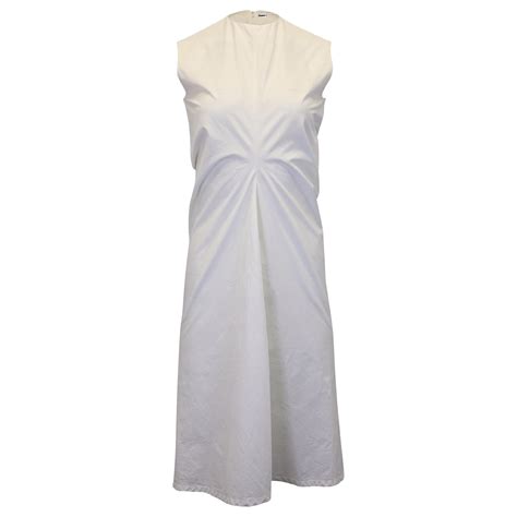 Jil Sander Sleeveless Shift Dress In White Cotton Ref954007 Joli Closet