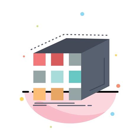 abstract aggregation cube dimensional matrix flat color icon vector