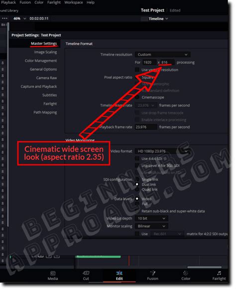 DaVinci Resolve Change Aspect Ratio Vertical Portrait