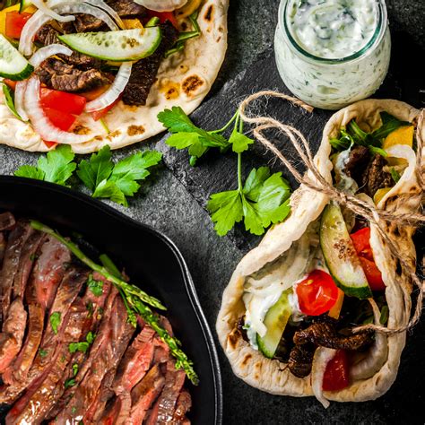 Traditional Greek Beef Gyros With Tzatziki Sauce