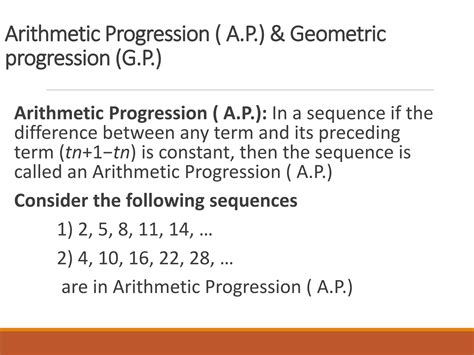Lecture 5 Arithmetic Progression And Geometric Progressionpdf