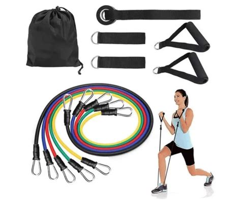 Elástico Extensor Exercicio 11 Peças Funcional Até 100 Libras