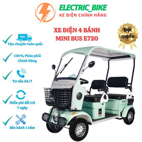 Xe điện 4 Bánh Mini Bus E720 Phiên Bản 2024 Động Cơ 1500w 4 6 Chỗ Ngồi Có Rèm Che Toàn Bộ Xe