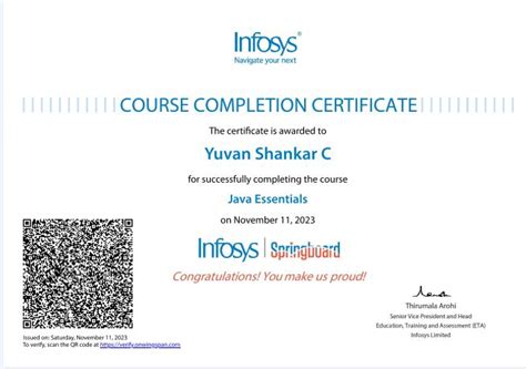 Yuvan Shankar C On Linkedin Hi All I Had Successfully Completed The Java Essentials Course