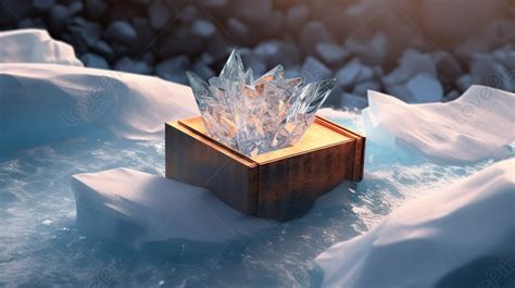 열린 판지 상자와 들쭉날쭉한 얼음 배경에 책갈피가 있는 책의 매혹적인 3d 렌더링 얼어붙은 풍경 판지 배경 열린 배경 일기장 배경 이미지 Hd 판지 열린 일기장