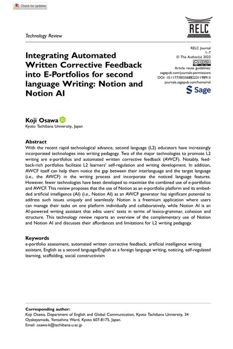 Pdf Integrating Automated Written Corrective Feedback Into E