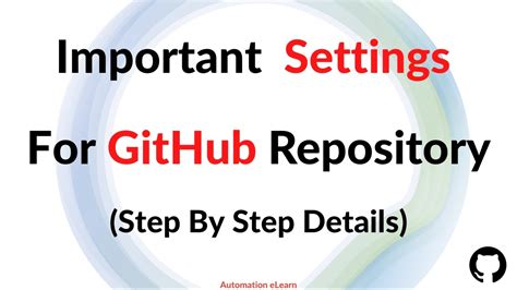 7 Important Settings For Github Repository Step By Step Details Youtube