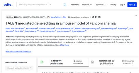 Talen Mediated Gene Editing In A Mouse Model Of Fanconi Anemia
