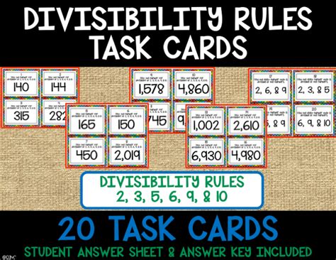 Divisibility Rules Task Cards Divisibility Rules Task Cards Task