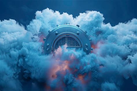 A Bank Safety Vault On Cloud Shape Premium Ai Generated Image