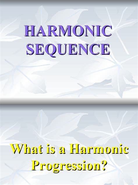 Harmonic Progressions Pdf