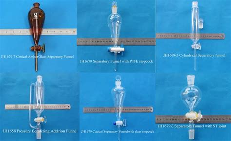 Graduated Glass Cylindrical Separatory Funnel Addition Funnel For Lab