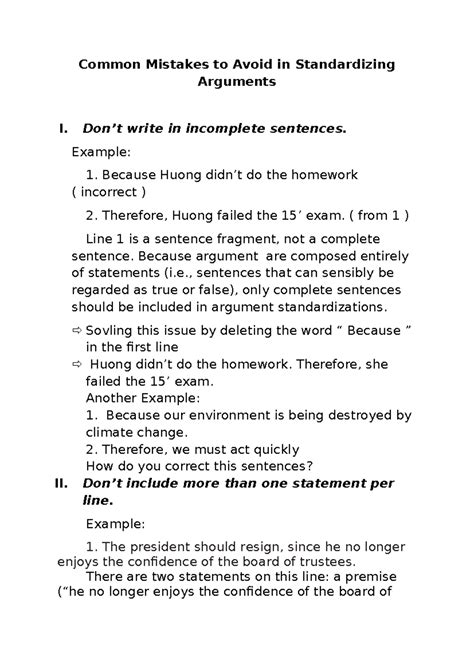 Common Mistakes In Standardizing Arguments Key Corrections And Tips