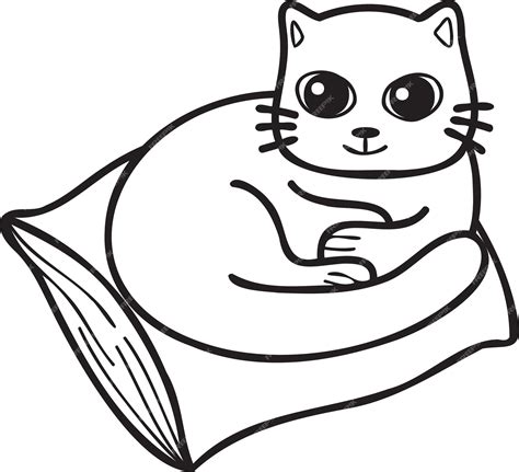 Premium Vector Hand Drawn Cat Sleeping On Pillow Illustration In