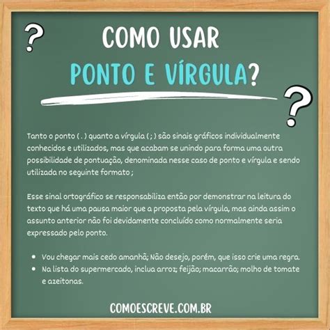 Como Usar Ponto E Vírgula Confira Exemplos Como Se Escreve