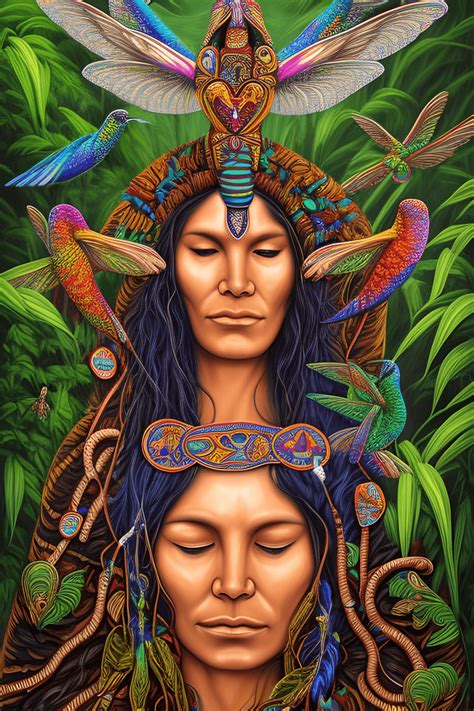 Beautiful Shaman Medicine Woman Peruvian Ayahuasca Art · Creative Fabrica