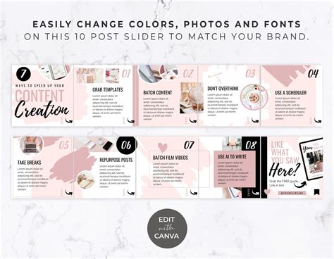 Instagram Flow Chart Carousel For Canva Blush And Black