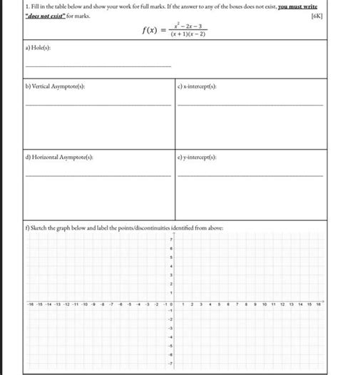 Solved Fill In The Table Below And Show Your Work For Chegg