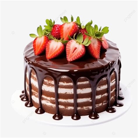 신선한 딸기로 장식된 초콜릿 케이크 초콜릿 파이 디저트 Png 일러스트 및 이미지 에 대한 무료 다운로드 Pngtree