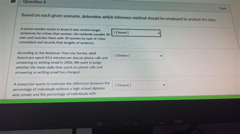 Solved Question 6 5 Pts Based On Each Given Scenario Chegg Com