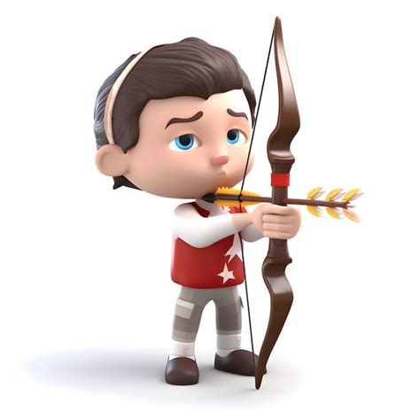 Premium Ai Image 3d Render Of A Little Boy With Bow And Arrow