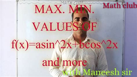 More Problems On Maximum Minimum Values Of Function Youtube