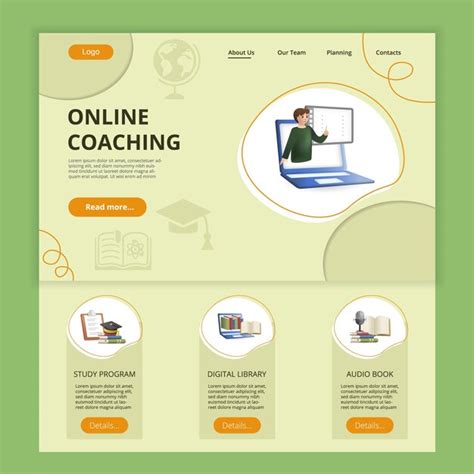 Premium Vector Online Coaching Flat Landing Page Website Template Study