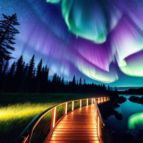 Pathway Leading To The Left With Light Aurora Borealis By Laura