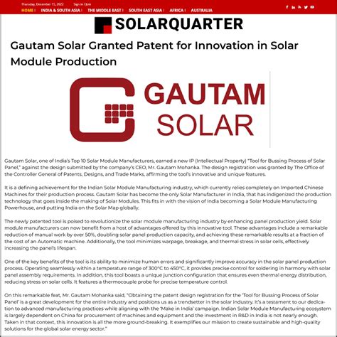 Gautam Solar Leading Solar Panel Manufacturer Company In India