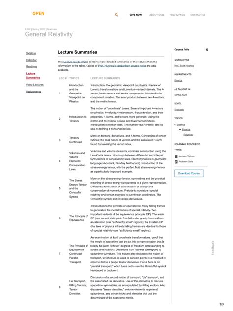 Lecture Summaries Pdf