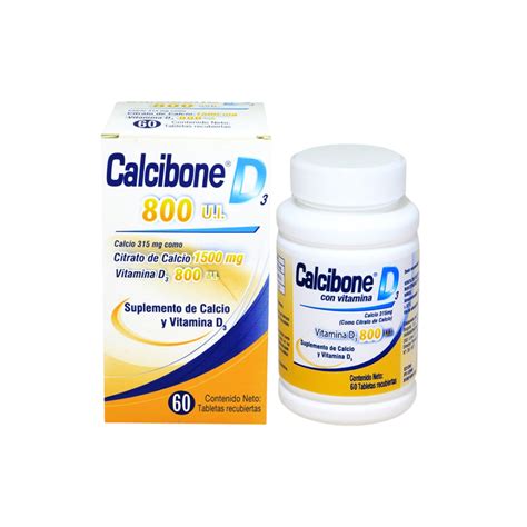 Calcibone D3 1500mg 800ui 60 Tabletas Recubiertas Farma Solucion Botica