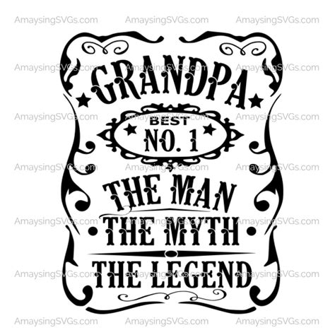 Grandpa Man Myth Legend Svg Fathers Day Svg Grandfather Svg Etsy