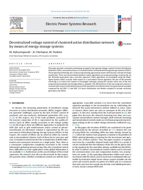 Pdf Decentralized Voltage Control Of Clustered Active Distribution
