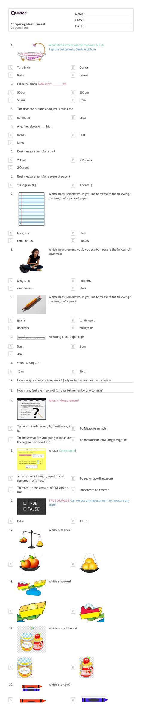 50 Comparing Measurement Worksheets For 7th Class On Quizizz Free