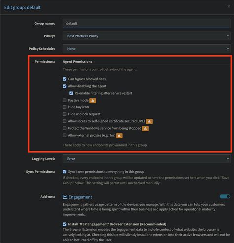 Zorus Agent Group And Endpoint Permissions