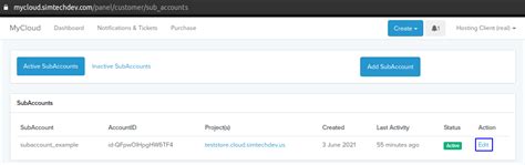 Manage SubAccounts Docs Of Managed Hosting Solution