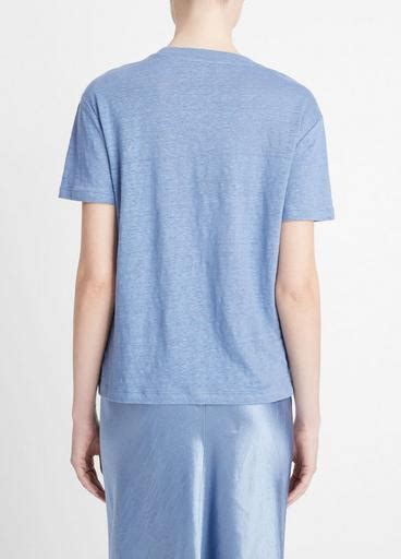 Linen Drop Shoulder Crew Neck T Shirt In Shirts And Tees Vince