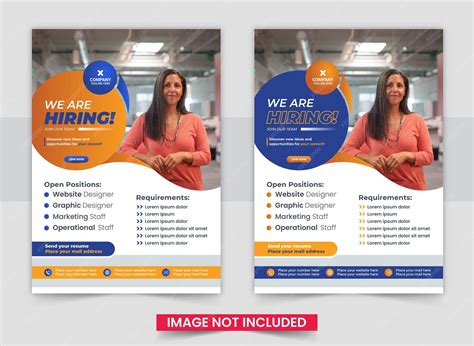 우리는 전단지 디자인을 고용하고 있습니다 우리는 직업 포스터 디자인 템플릿을 고용하고 있습니다 프리미엄 벡터