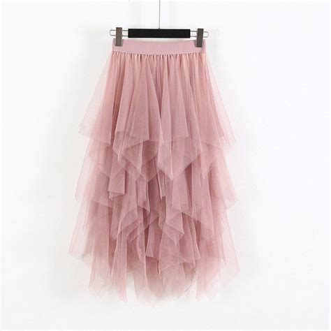 Ardorlove Fashion Elastic High Waist Long Tulle Skirt Women Irregular
